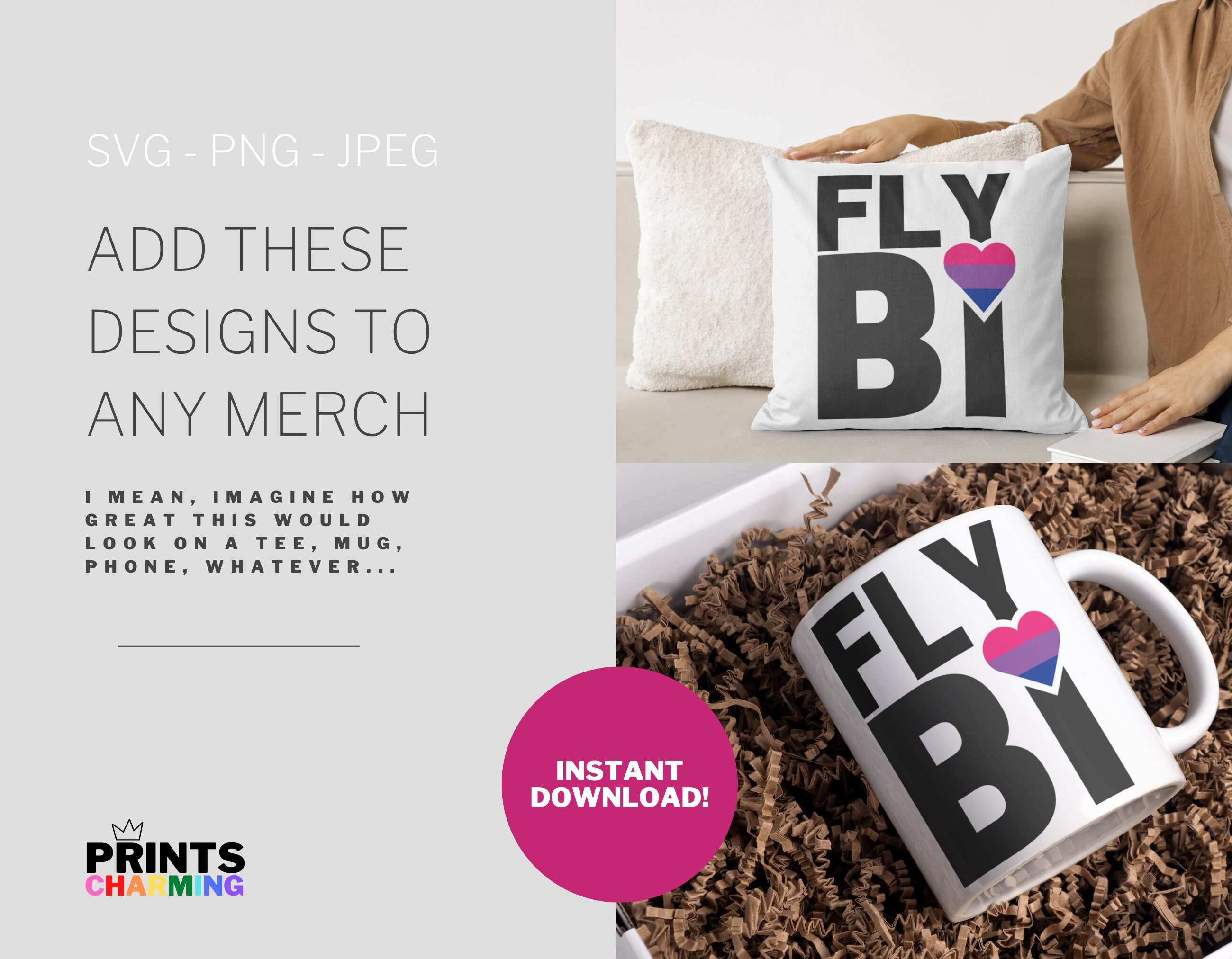 Pride 'fly Bi' Funny LGBTQ+ SVG for Self-printing - Instant Download ...