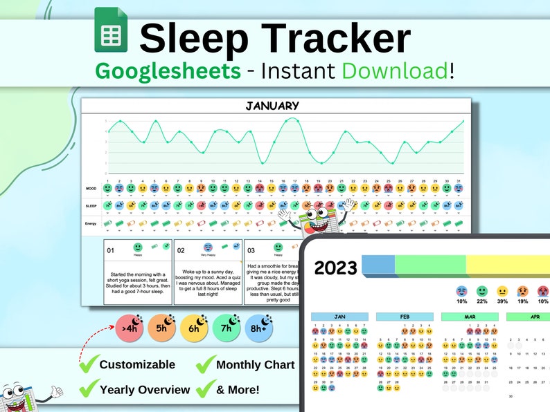 Google Sheets Sleep Tracker: Mood & Daily Log (digital Download) - Etsy