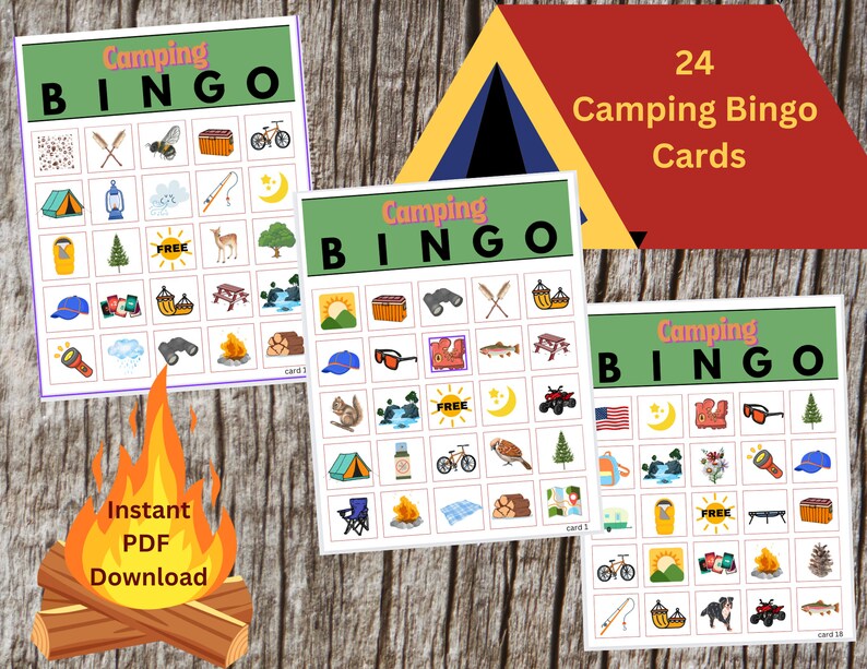 Camping Bingo Printables. Printable Bingo Cards. Family - Etsy