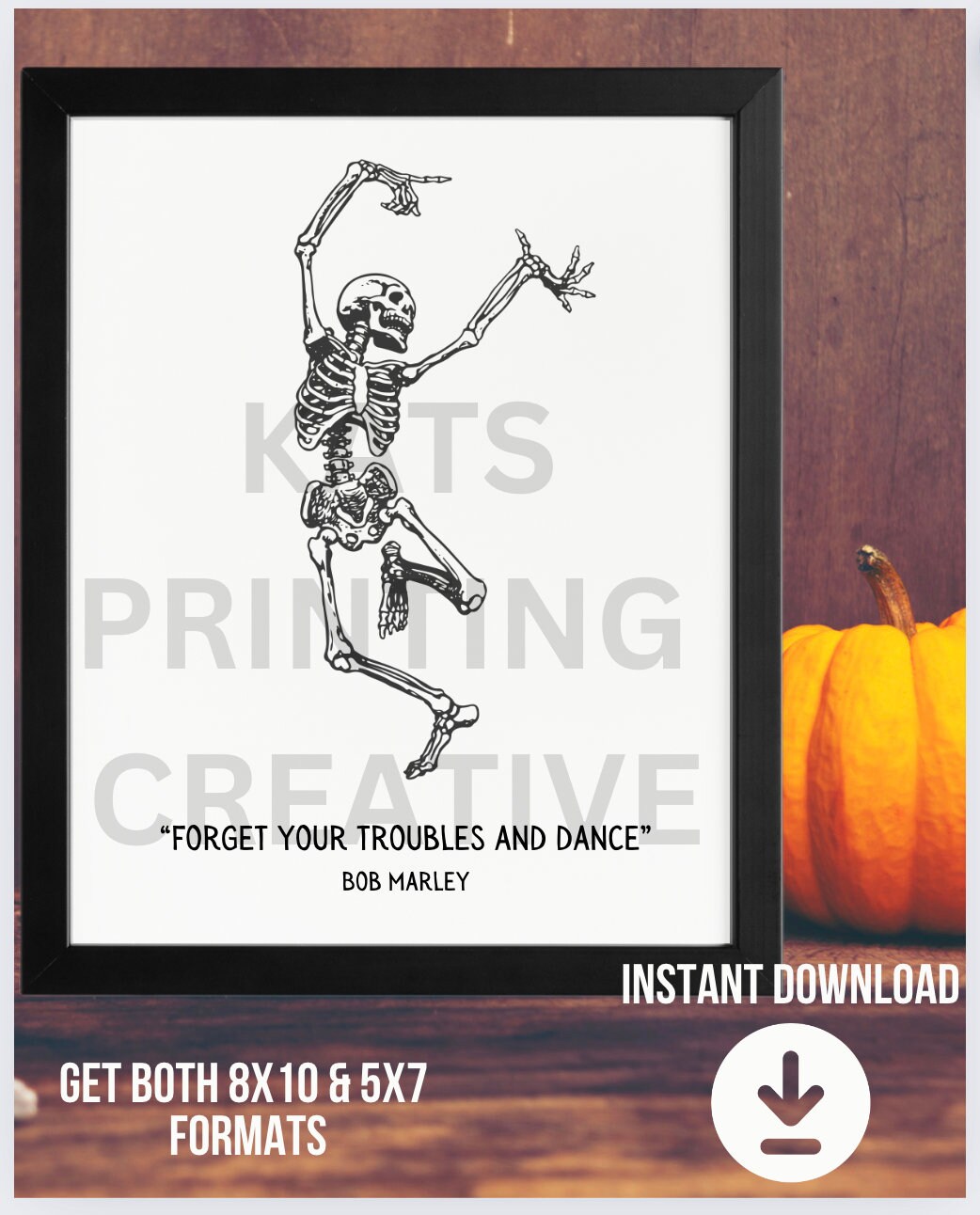Dancing Skeleton Printable, Halloween Printable, Halloween Decor ...