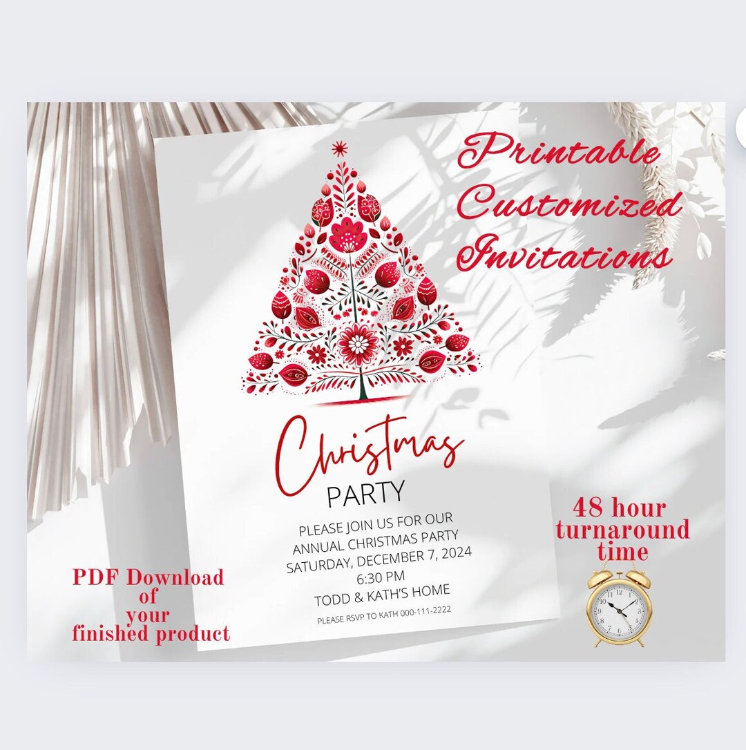 Customizable Christmas Party Invitation, Personalized Christmas ...