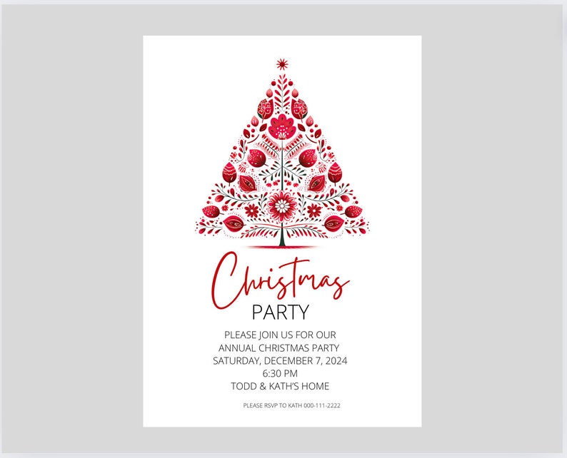 Customizable Christmas Party Invitation, Personalized Christmas ...
