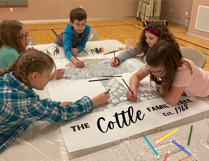 Personalized Family Tree Coloring Page: Reunion Activity (digital ...