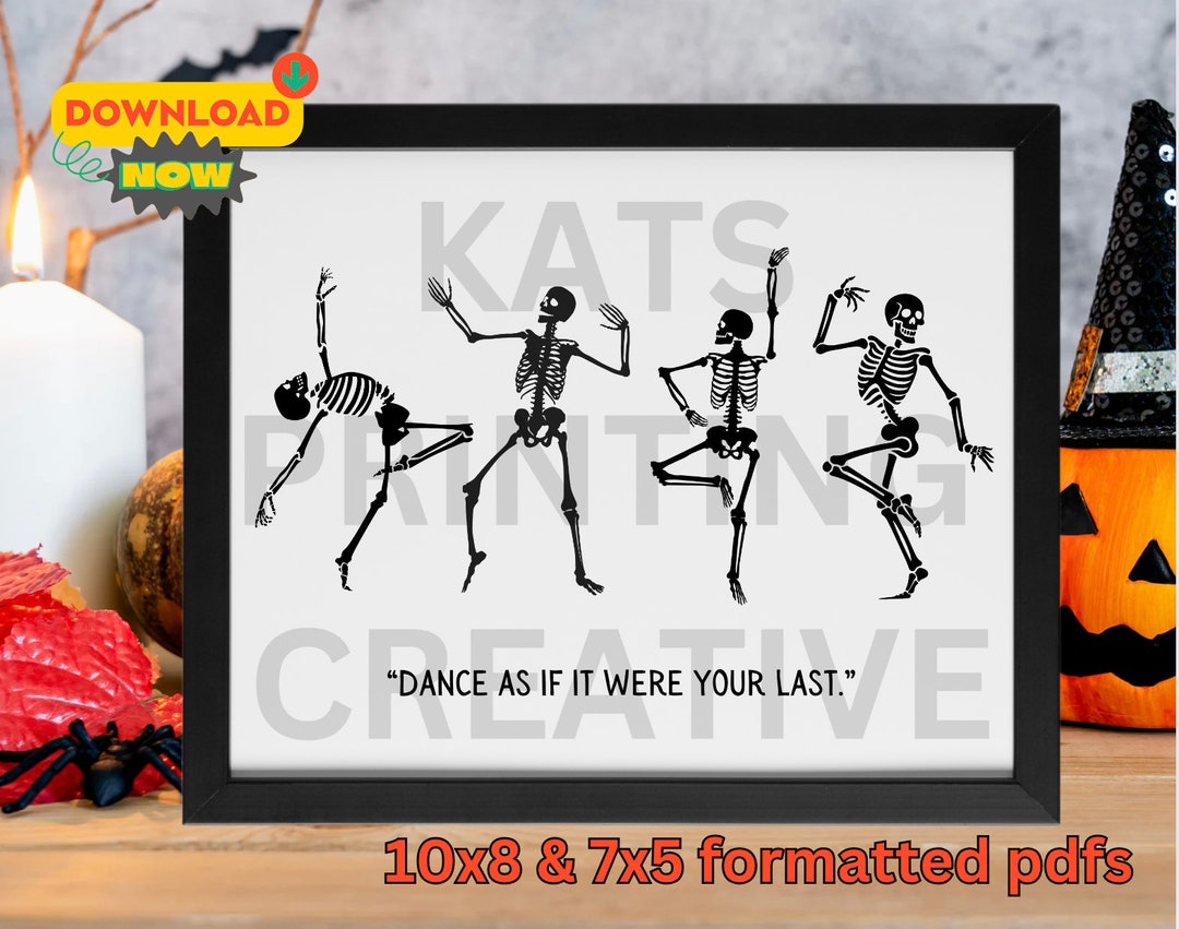 Dancing Skeletons Printable, Halloween Printable, Halloween Decor ...