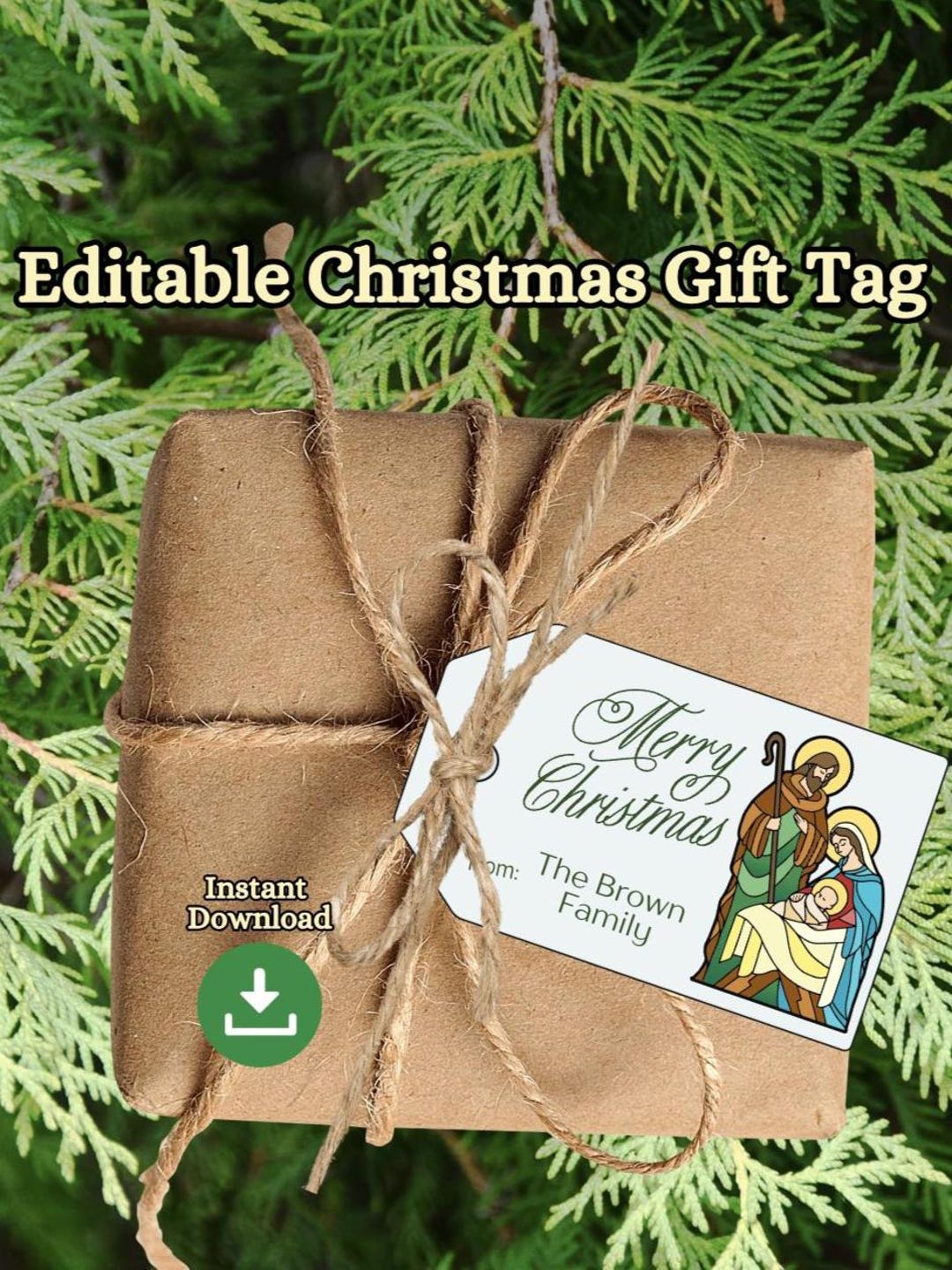 Religious Christmas Gift Tag Template, Editable PDF (digital Download ...