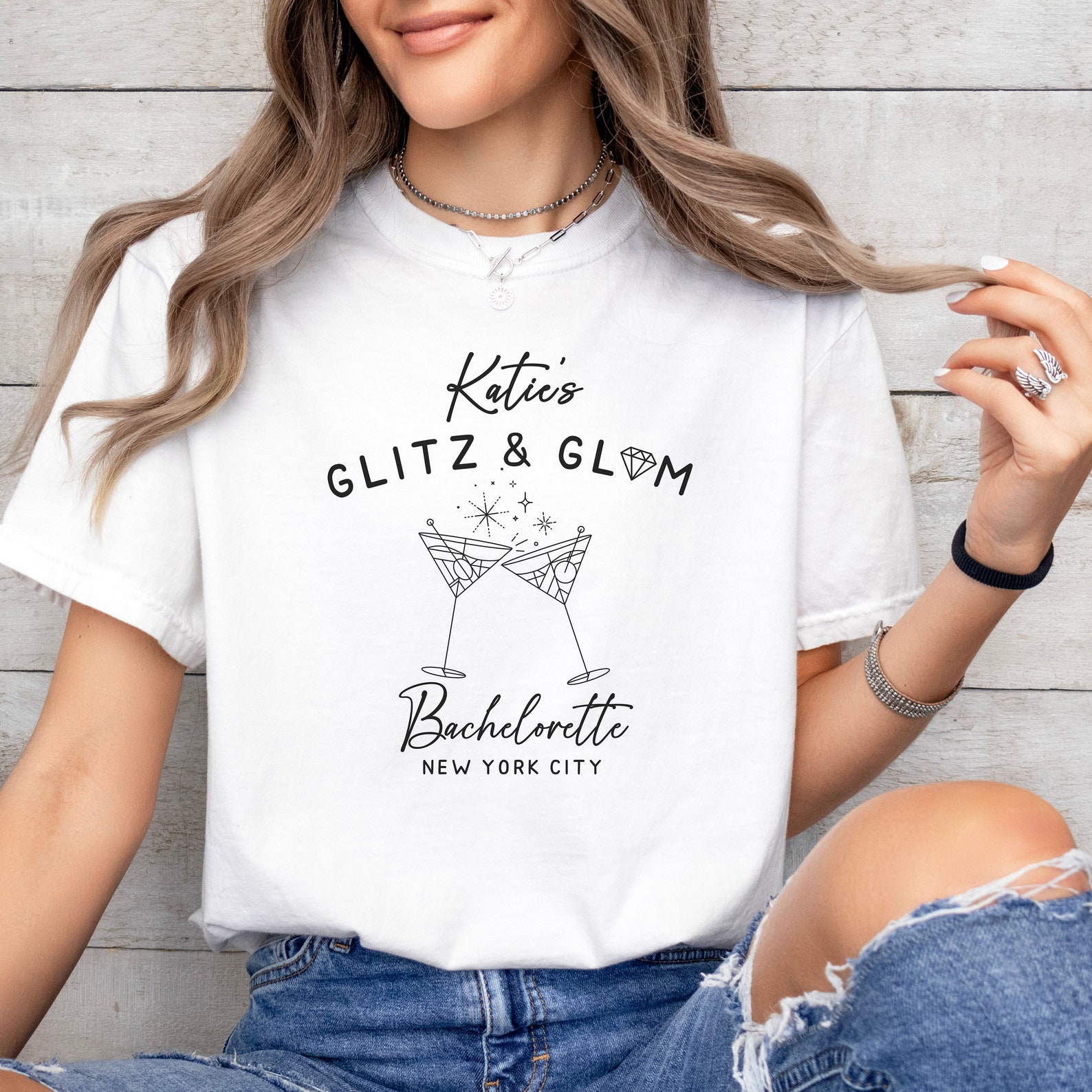 Personalized Glitz and Glam Bachelorette Shirt, Custom Glam Theme ...