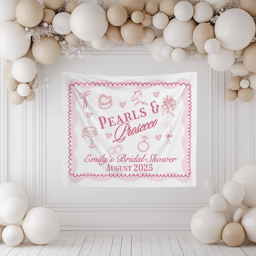Pearls and Prosecco Bridal Shower Sign Custom Bridal Shower Banner ...