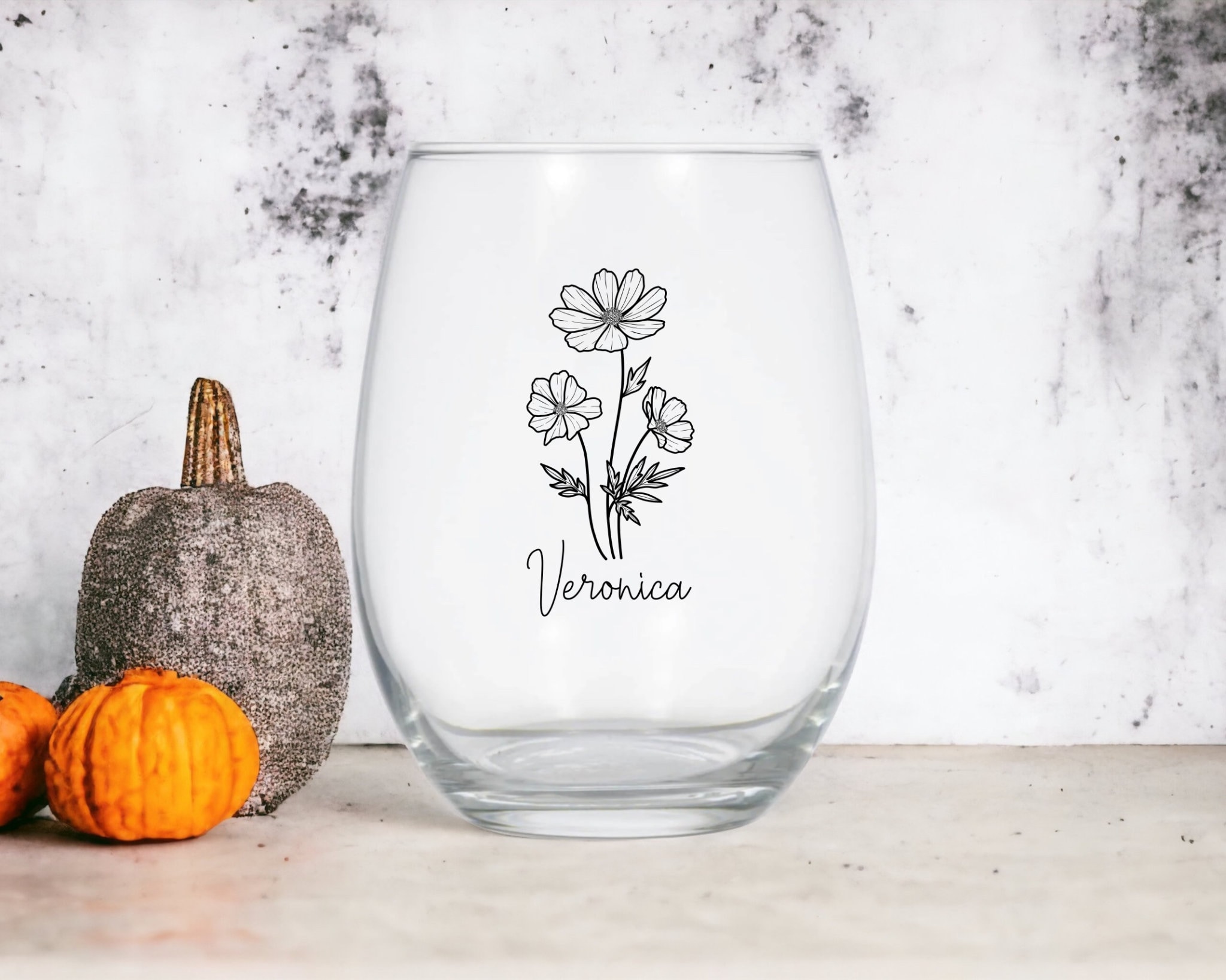 Personalized Birth Flower Wine Glass, Personalized Birth Flower Glass ...