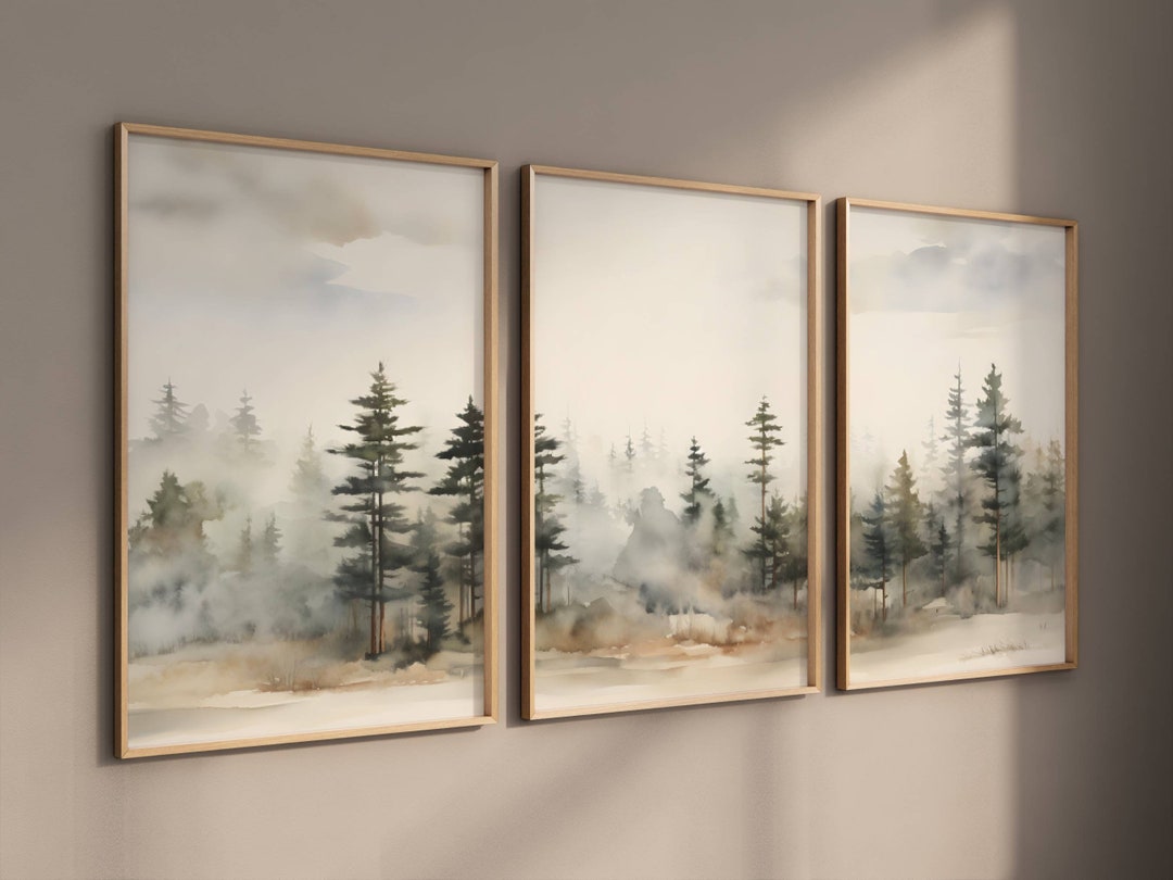 Neutral Tree Wall Art, Farmhouse Wall Decor, Forest Wall Art, Living ...