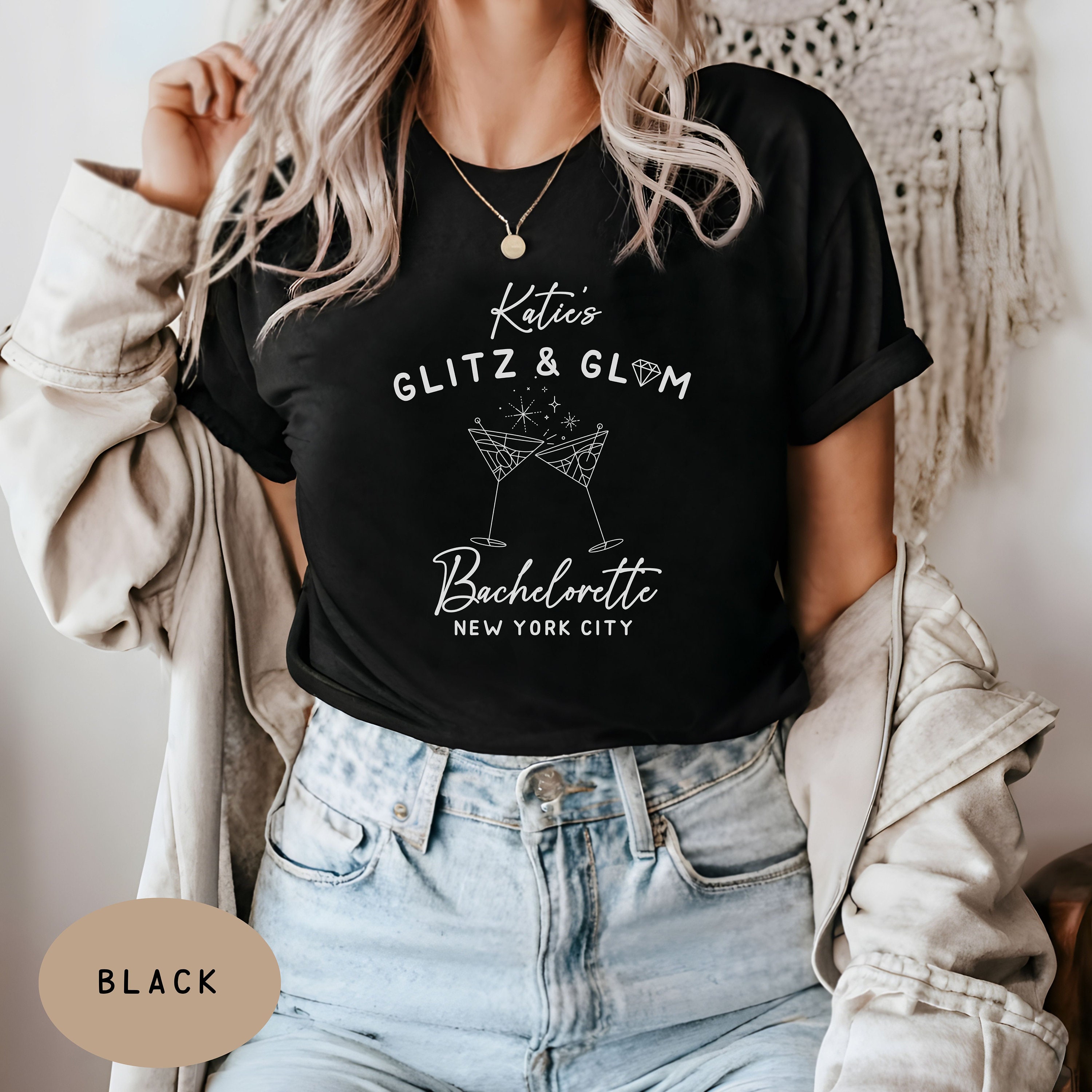 Personalized Glitz and Glam Bachelorette Shirt, Custom Glam Theme ...