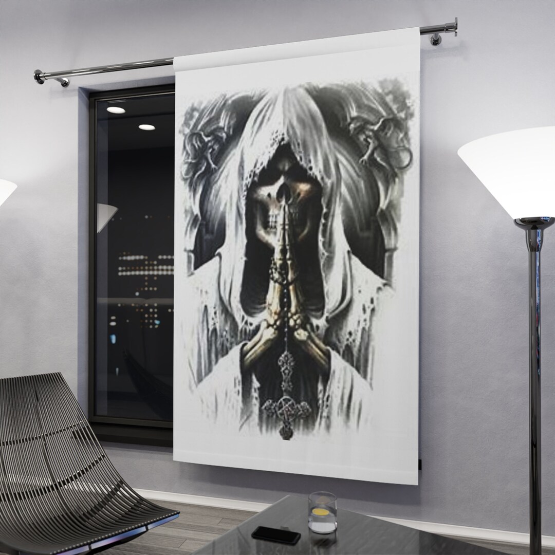 Black and White Praying Reaper Window Curtain - Etsy