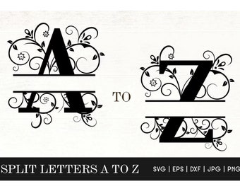 Split Monogram Alphabet SVG, DXF, PNG, Split Monogram Frame Alphabet ...