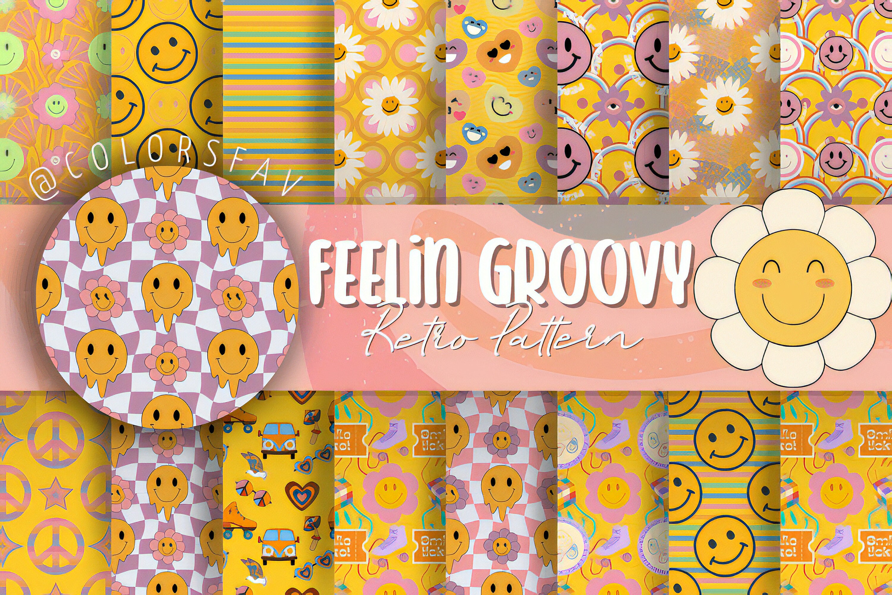 HAPPY SMILEY Seamless Digital Papers Smiley Seamless Repeat Pattern ...