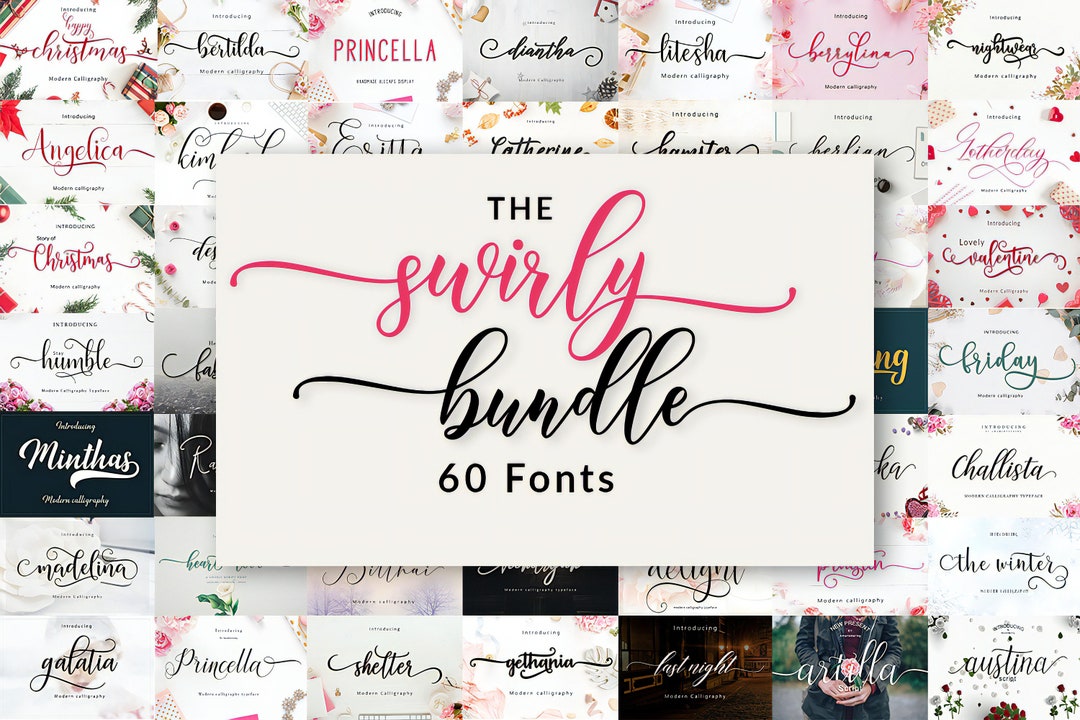Swirly Fonts Bundle, Font Bundle, Cursive Fonts, Fancy Fonts, Swirly ...