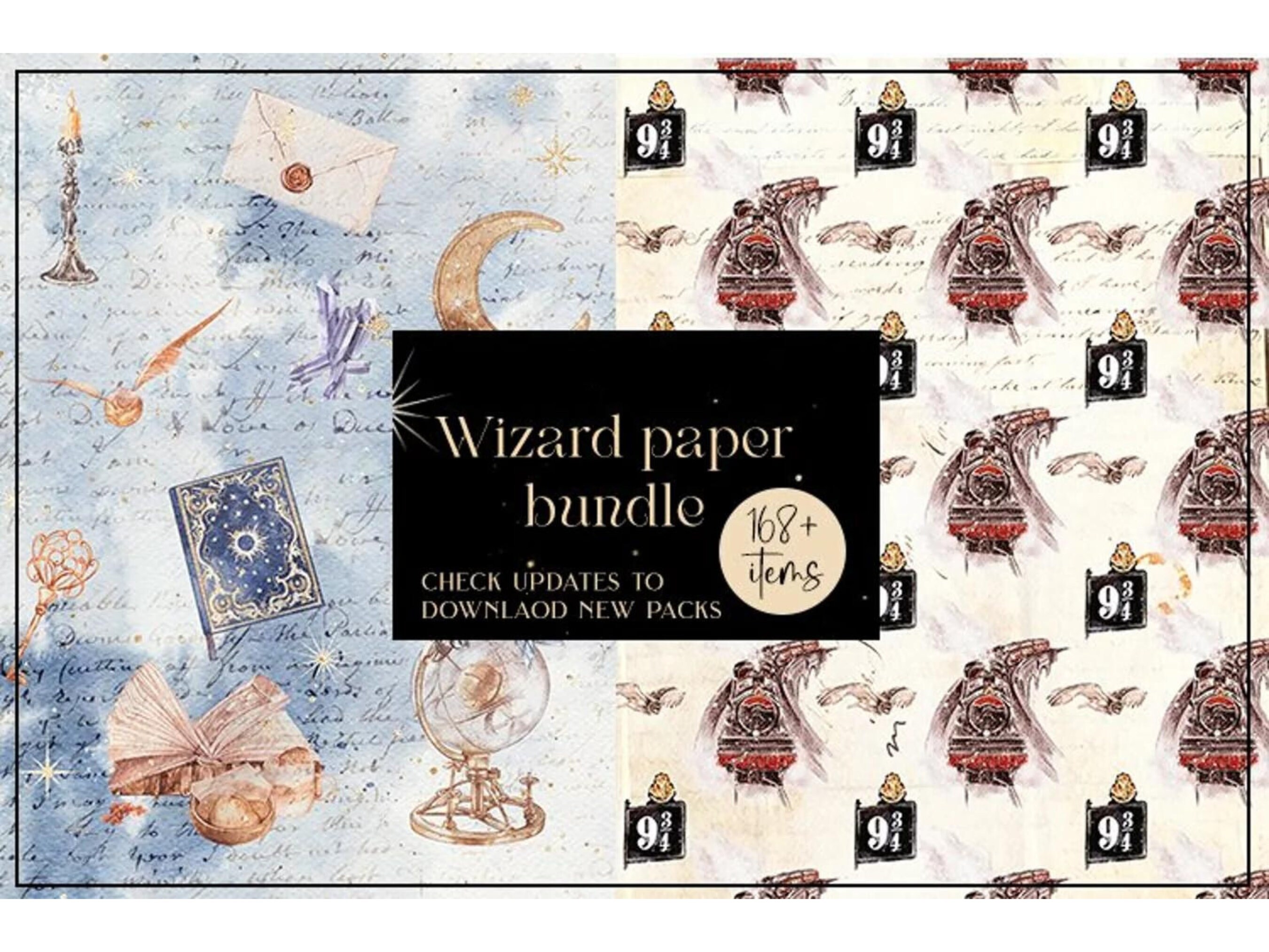 WIZARD Digital Papers, WIZARD Pattern Bundle, Magic Backgrounds ...