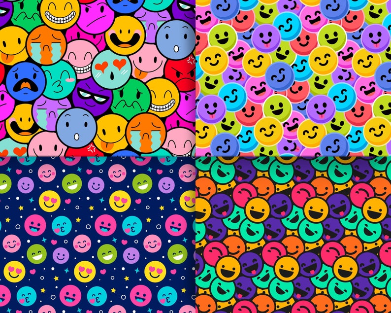Retro Happy Smiley Face,digital Paper Pack,retro Textures Paper,smiley ...