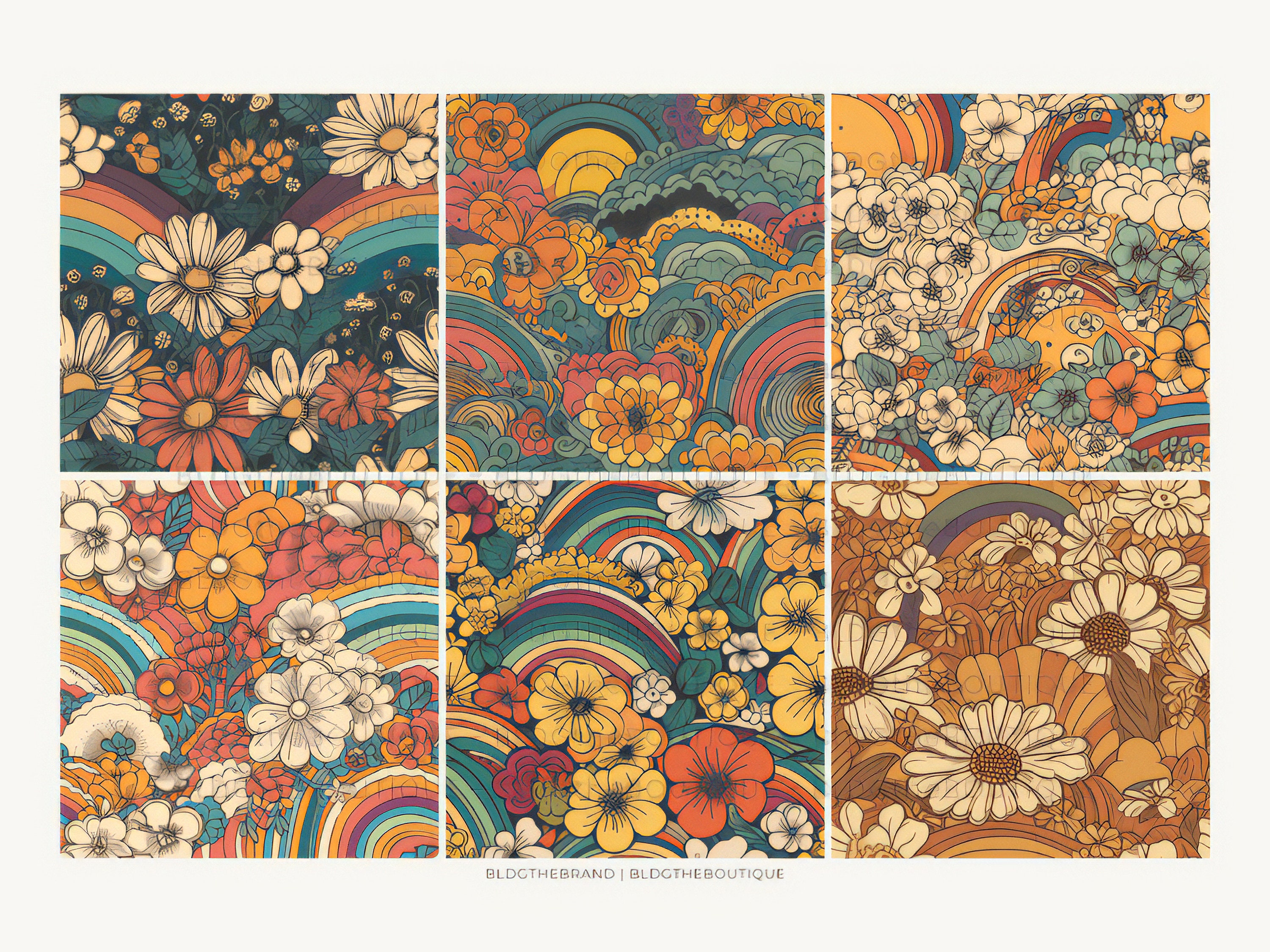 Groovy Rainbow Patterns 70s Groovy Retro Seamless Digital Papers ...