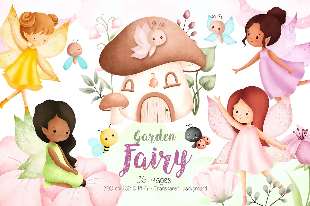Fairy Garden Watercolor Clipart Enchanted Forest | Garden Fairy and ...