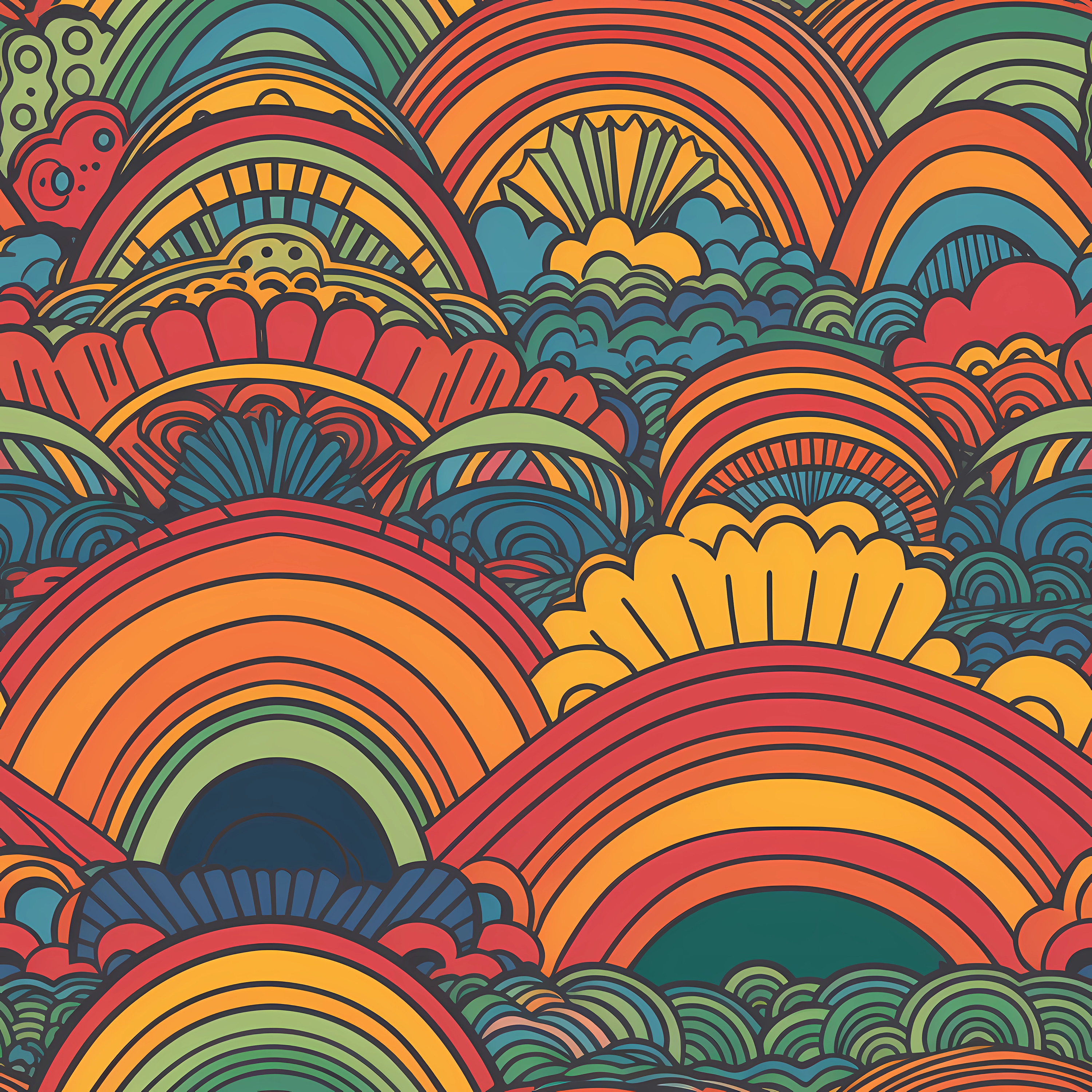 Groovy Rainbow Patterns 70s Groovy Retro Seamless Digital Papers ...