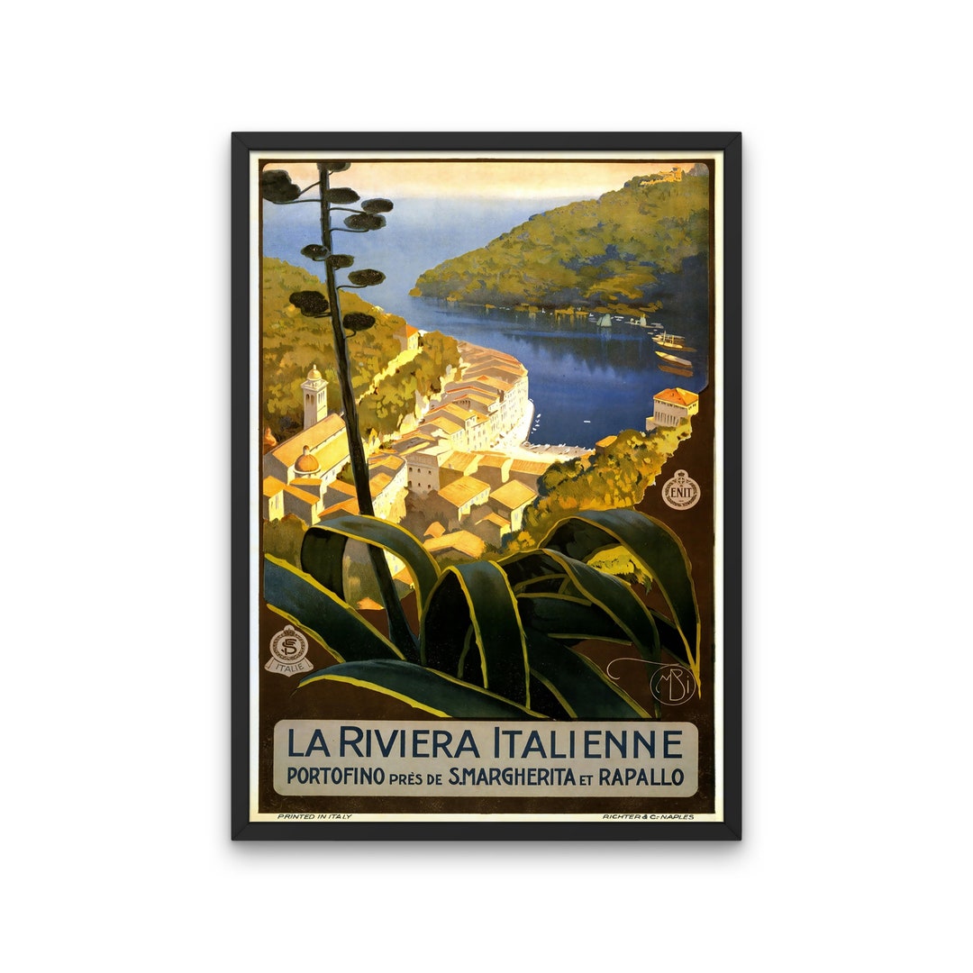 Vintage Italian Riviera Poster, Art Deco Style Travel Print - Etsy