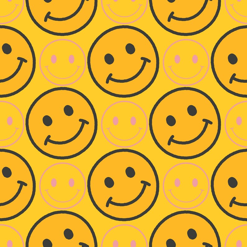 HAPPY SMILEY Seamless Digital Papers | Smiley Seamless Repeat Pattern ...
