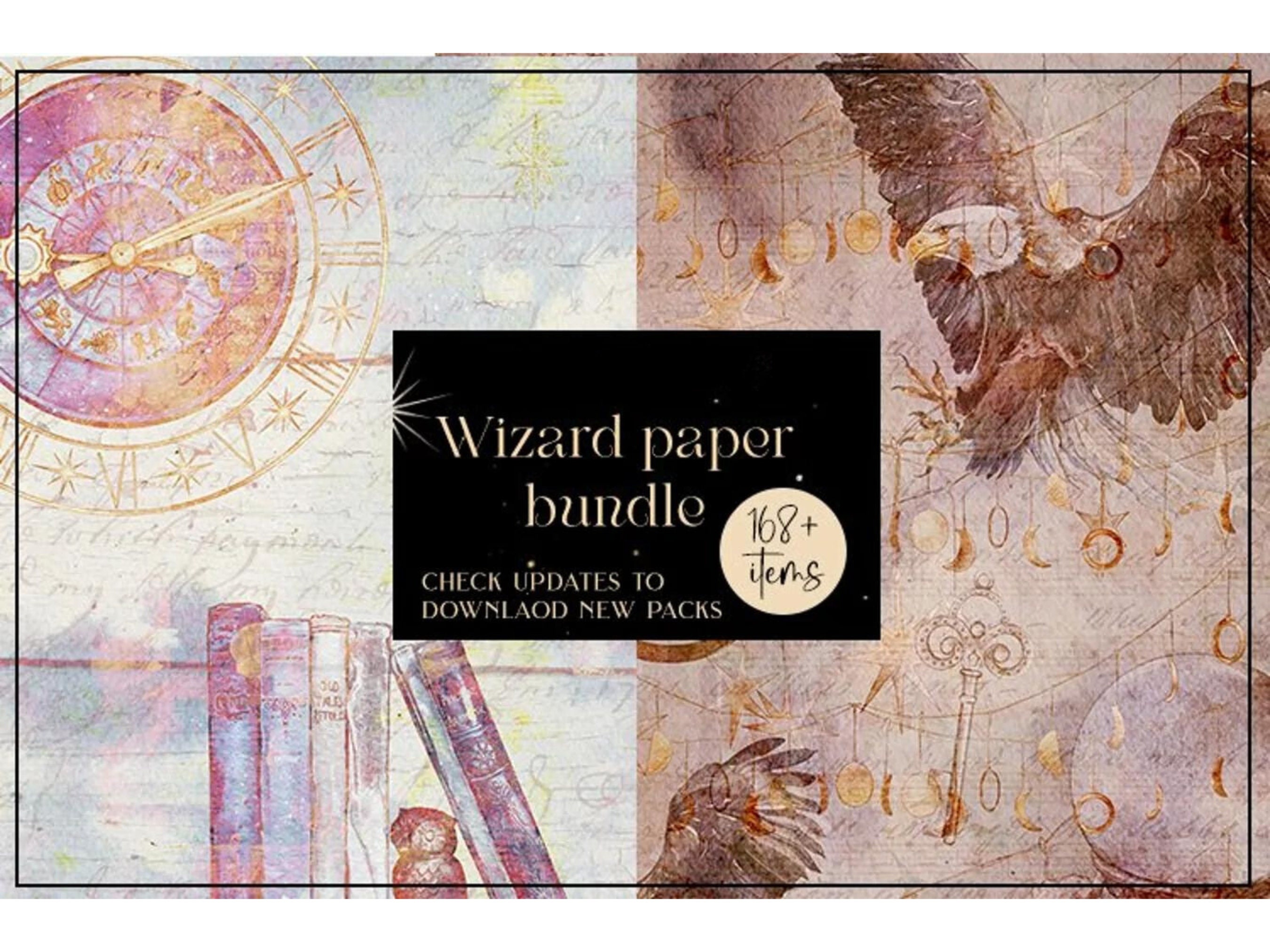 WIZARD Digital Papers, WIZARD Pattern Bundle, Magic Backgrounds ...