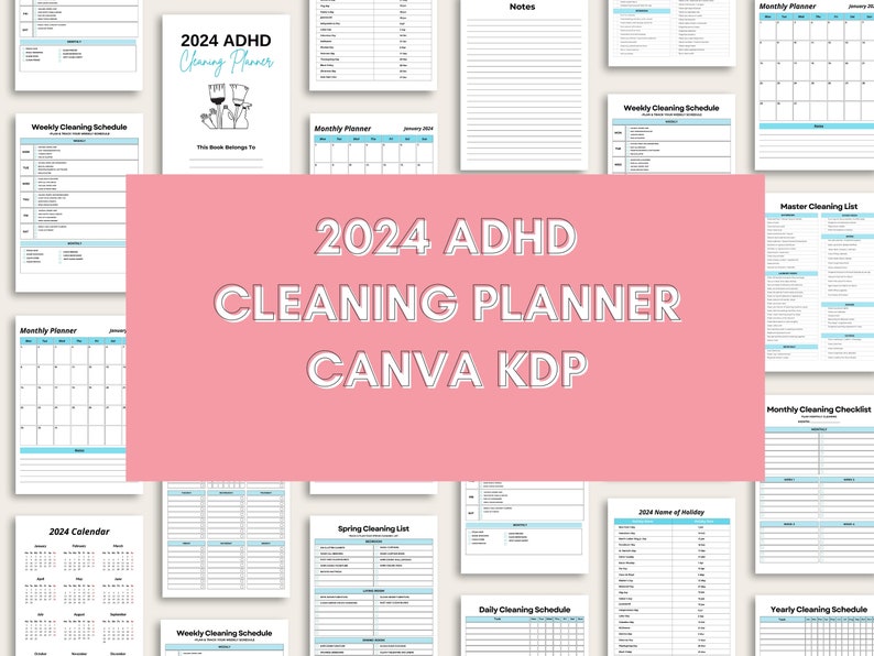 Editable 2024 ADHD Cleaning Planner Canva Templates, Printable, Weekly ...