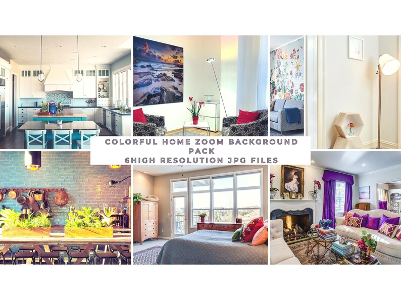 Colorful Home Zoom Background Pack Digital Meeting - Etsy
