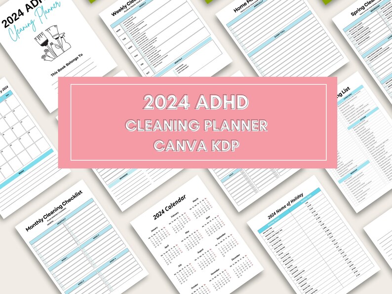 Editable 2024 ADHD Cleaning Planner Canva Templates, Printable, Weekly ...