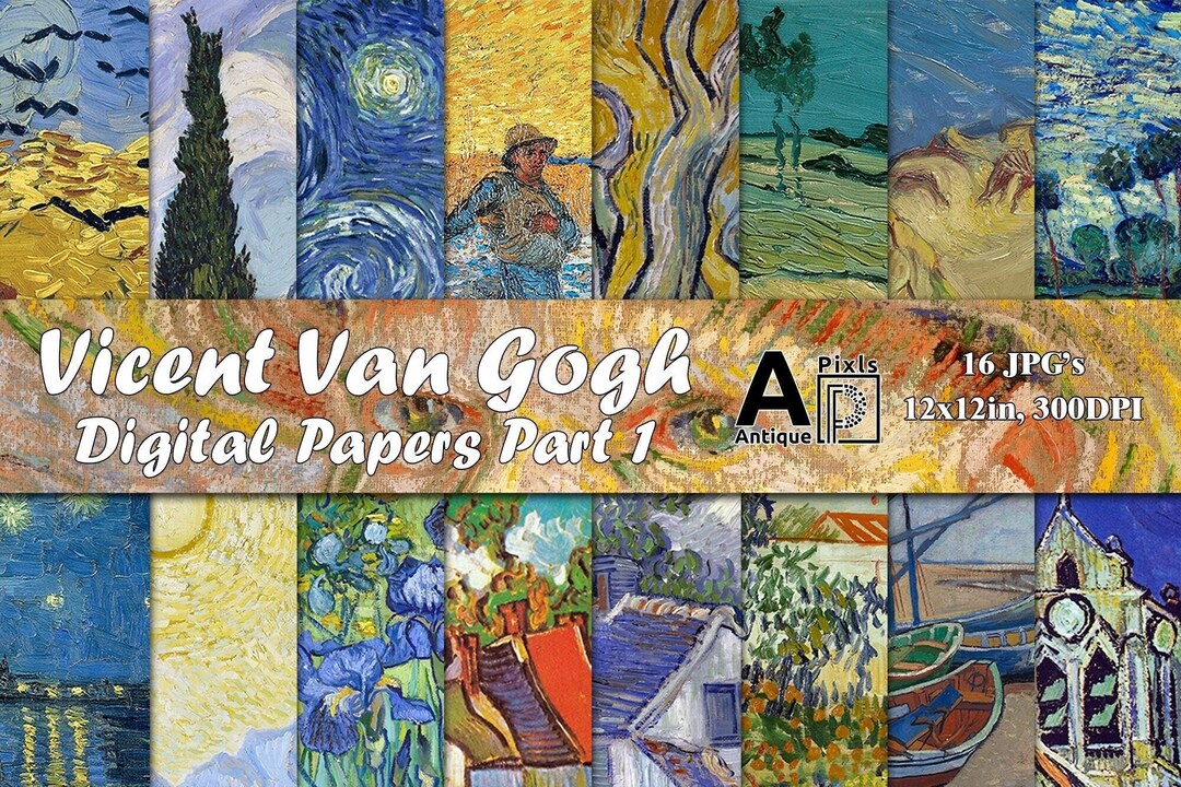 Vincent Van Gogh Paintings Digital Papers | Scrapbook Paper | Instant ...