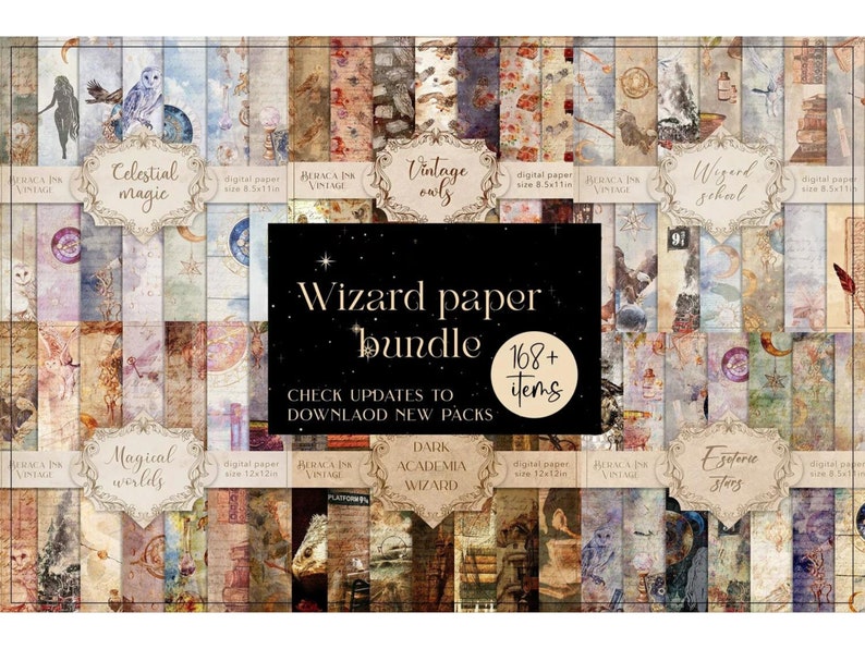 WIZARD Digital Papers, WIZARD Pattern Bundle, Magic Backgrounds ...