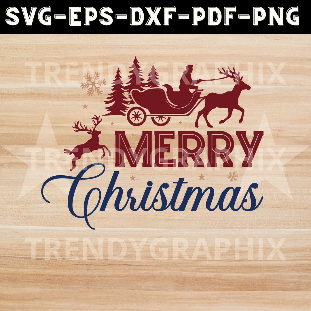 Merry Christmas Text SVG, Merry Christmas PNG, Cut Files for Cricut ...