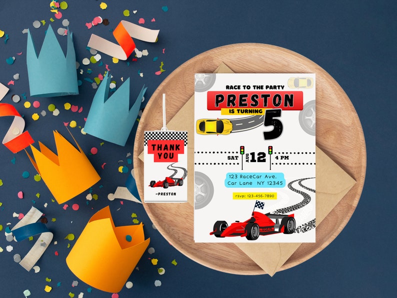 Race Cars Birthday Invitation, Cars Party Invitation, Kids Birthday ...