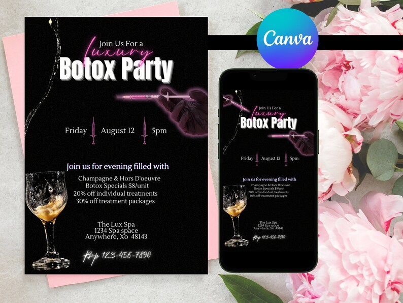 Botox Party Invite, Botox Special Flyer, Spa Flyer Template, Promotion ...