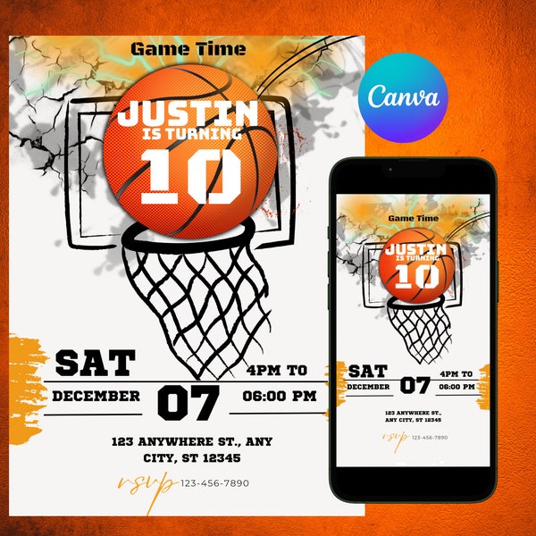 Kids Basketball Birthday Party Invitation - Etsy