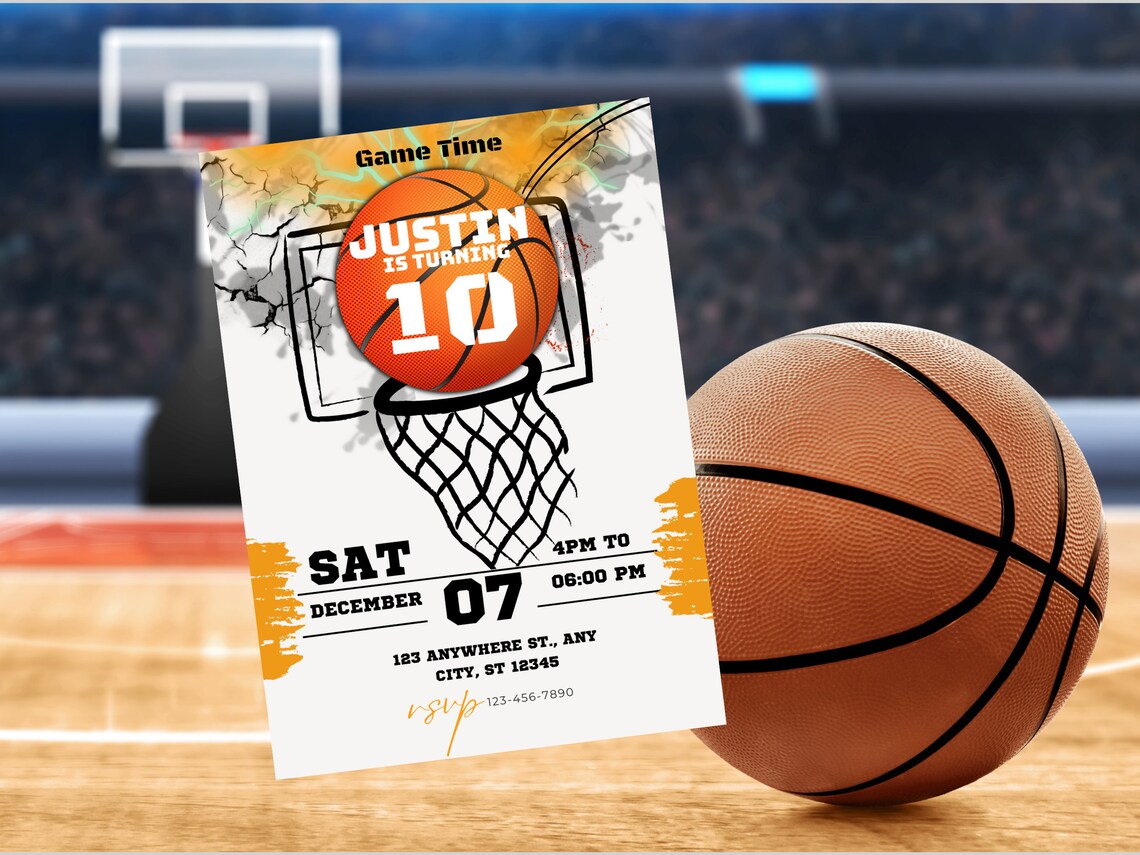 Basketball Birthday Invitation Template Printable and Digital ...
