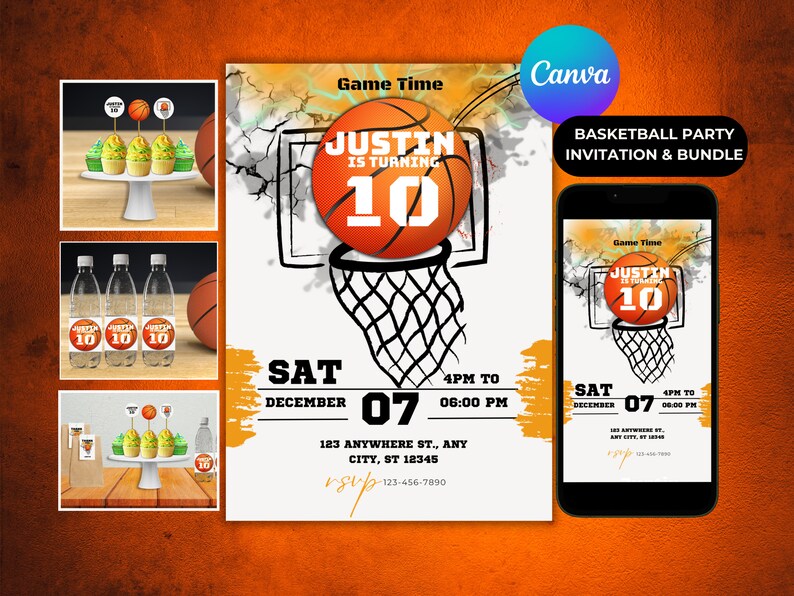 Basketball Birthday Invitation Template Printable and Digital ...