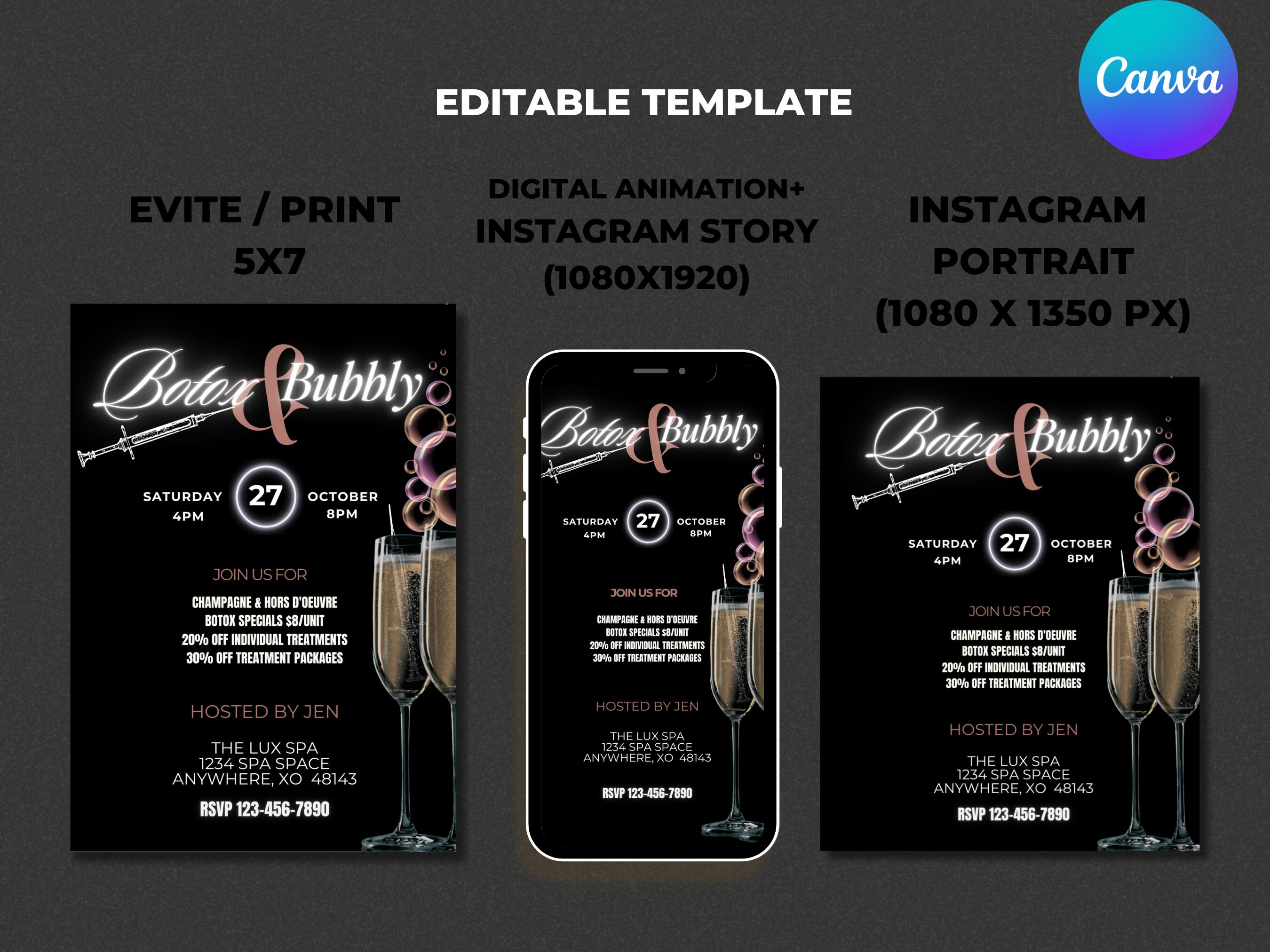 Botox Party Invite, Botox Special Flyer, Spa Flyer Template, Promotion ...