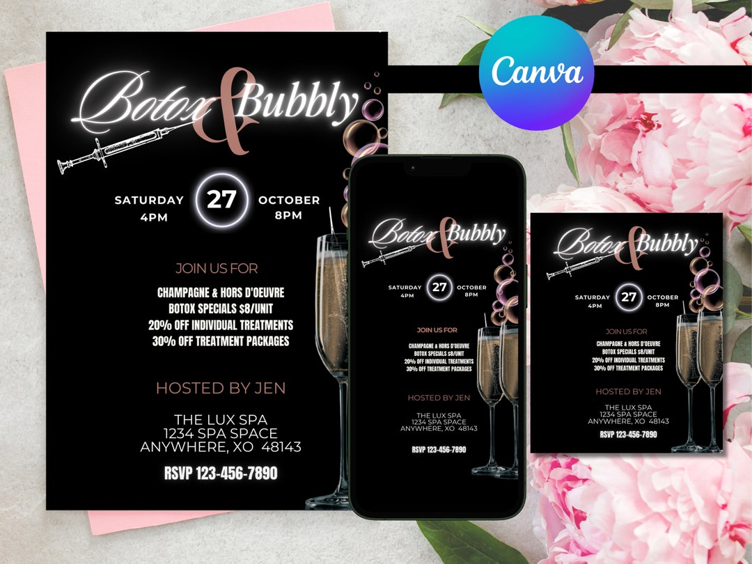 Botox Party Invite, Botox Special Flyer, Spa Flyer Template, Promotion ...