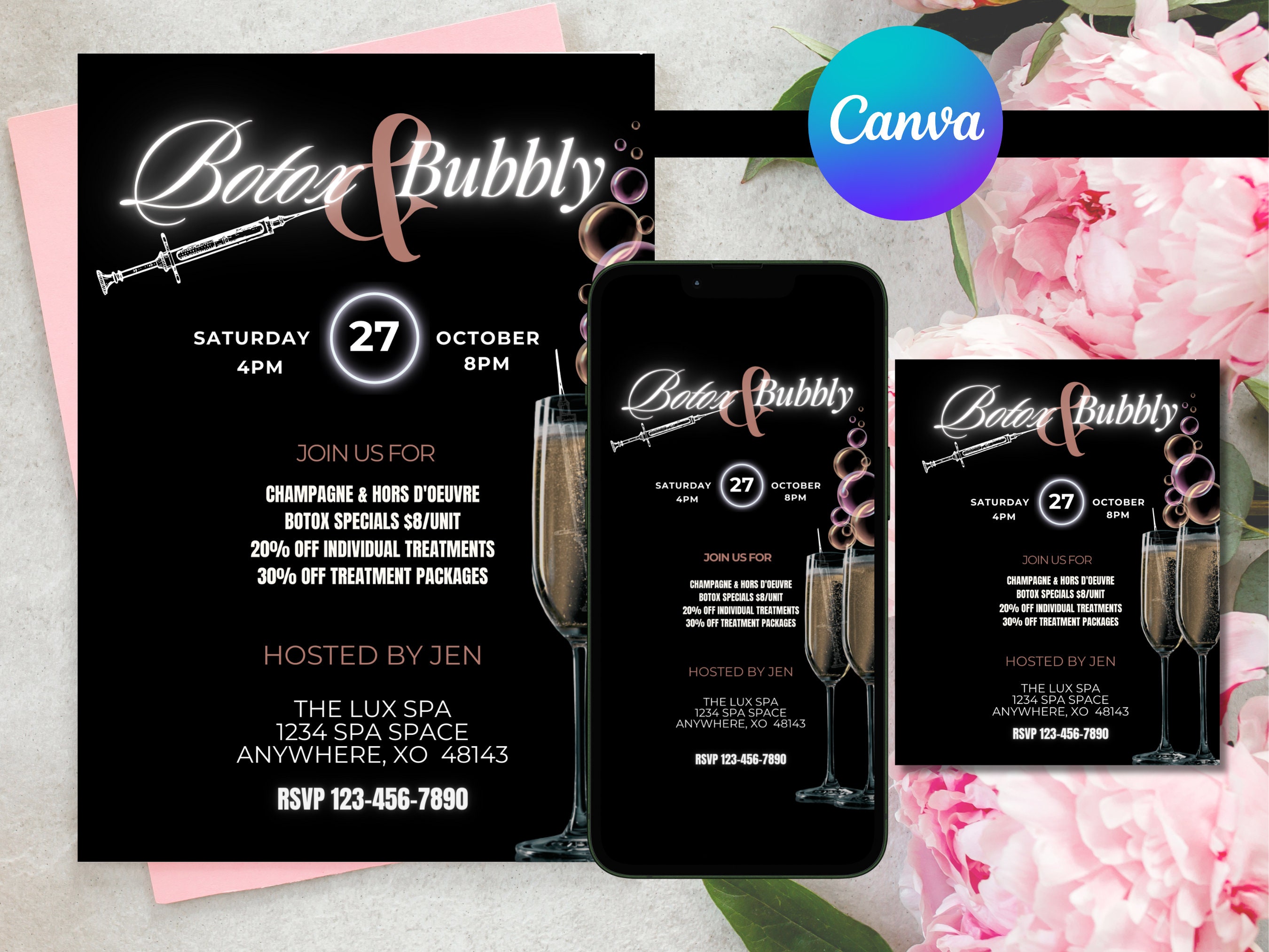 Botox Party Invite, Botox Special Flyer, Spa Flyer Template, Promotion ...