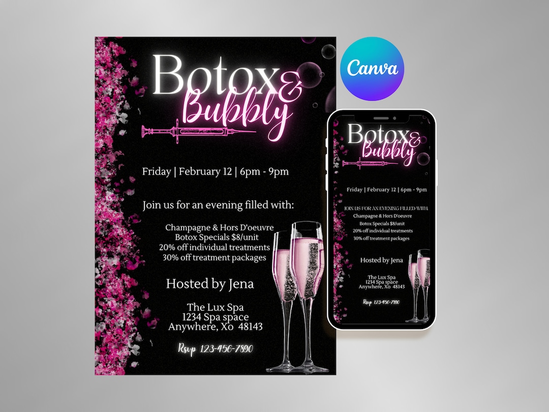 Botox Party Invite, Botox Special Flyer, Spa Flyer Template, Promotion ...