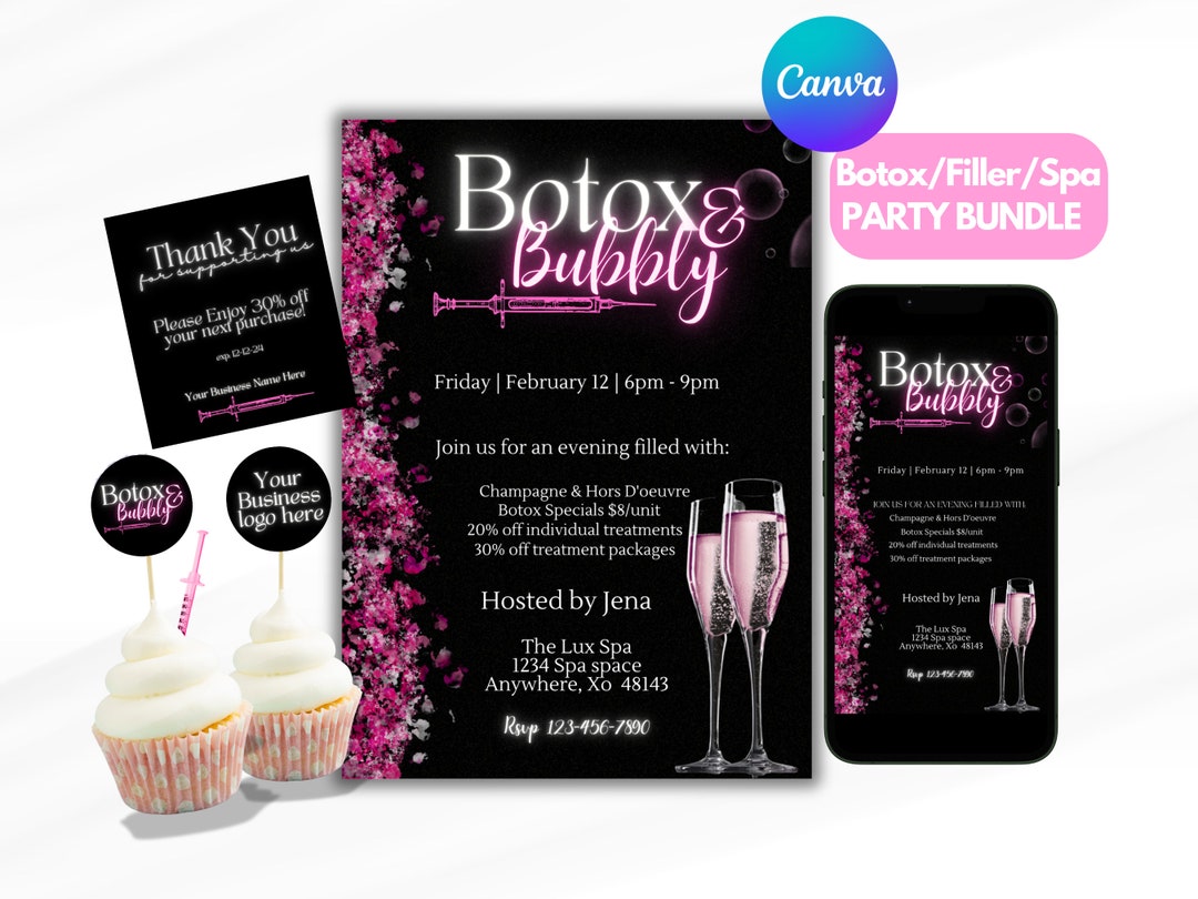 Botox Party Invite Bundle, Medspa. Botox Special Flyer, Spa Flyer ...