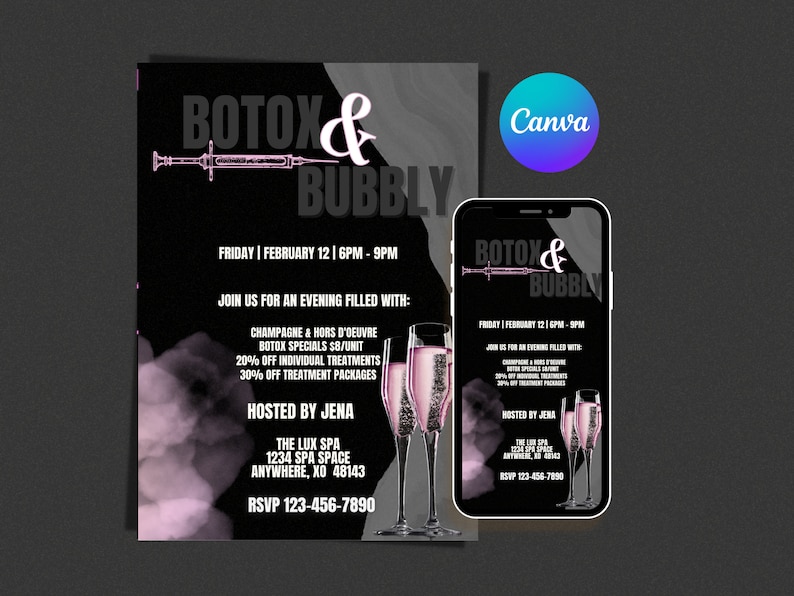 Botox Party Invite, Botox Special Flyer, Spa Flyer Template, Promotion ...