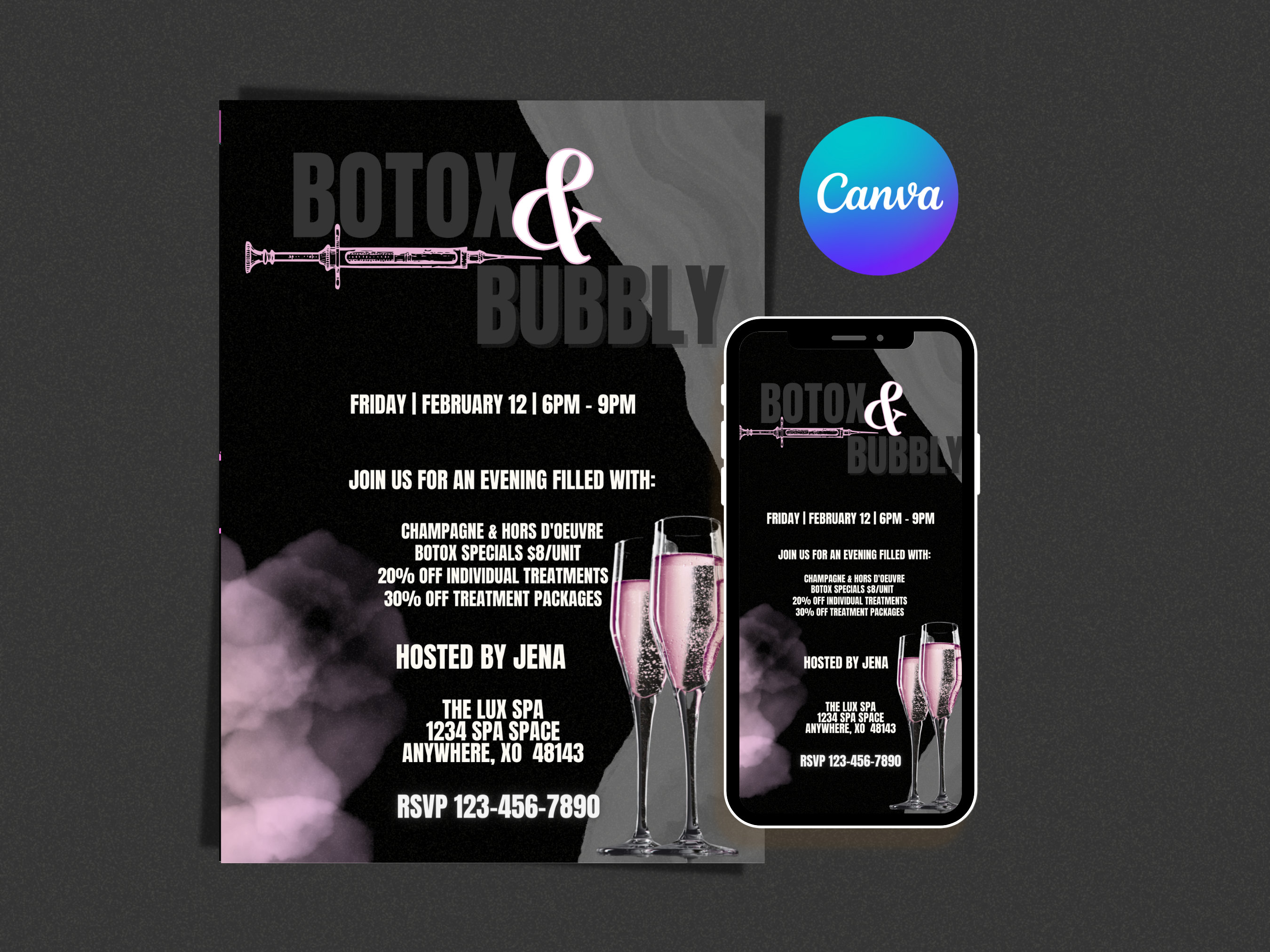 Botox Party Invite, Botox Special Flyer, Spa Flyer Template, Promotion ...