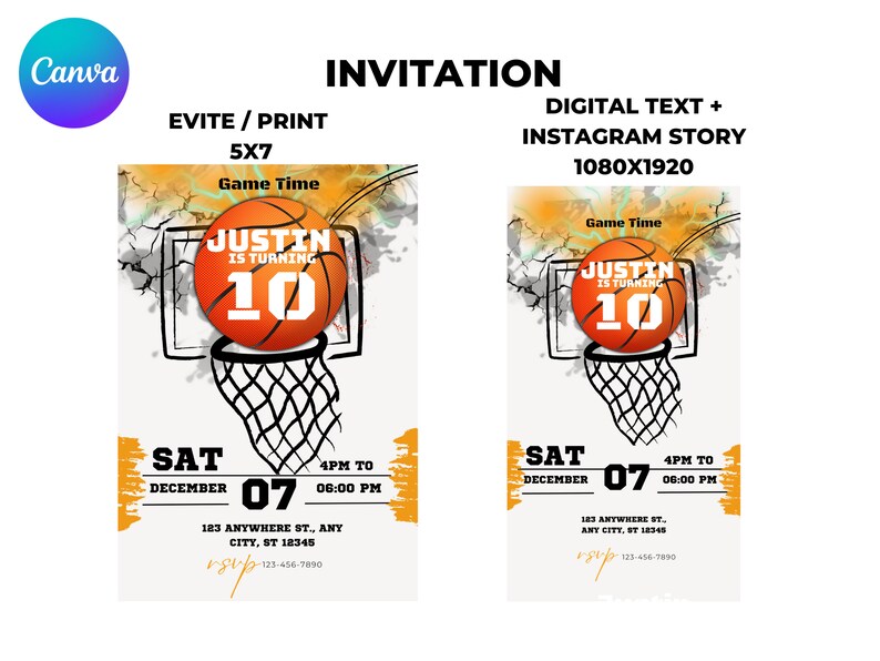Basketball Birthday Invitation Template Printable and Digital ...