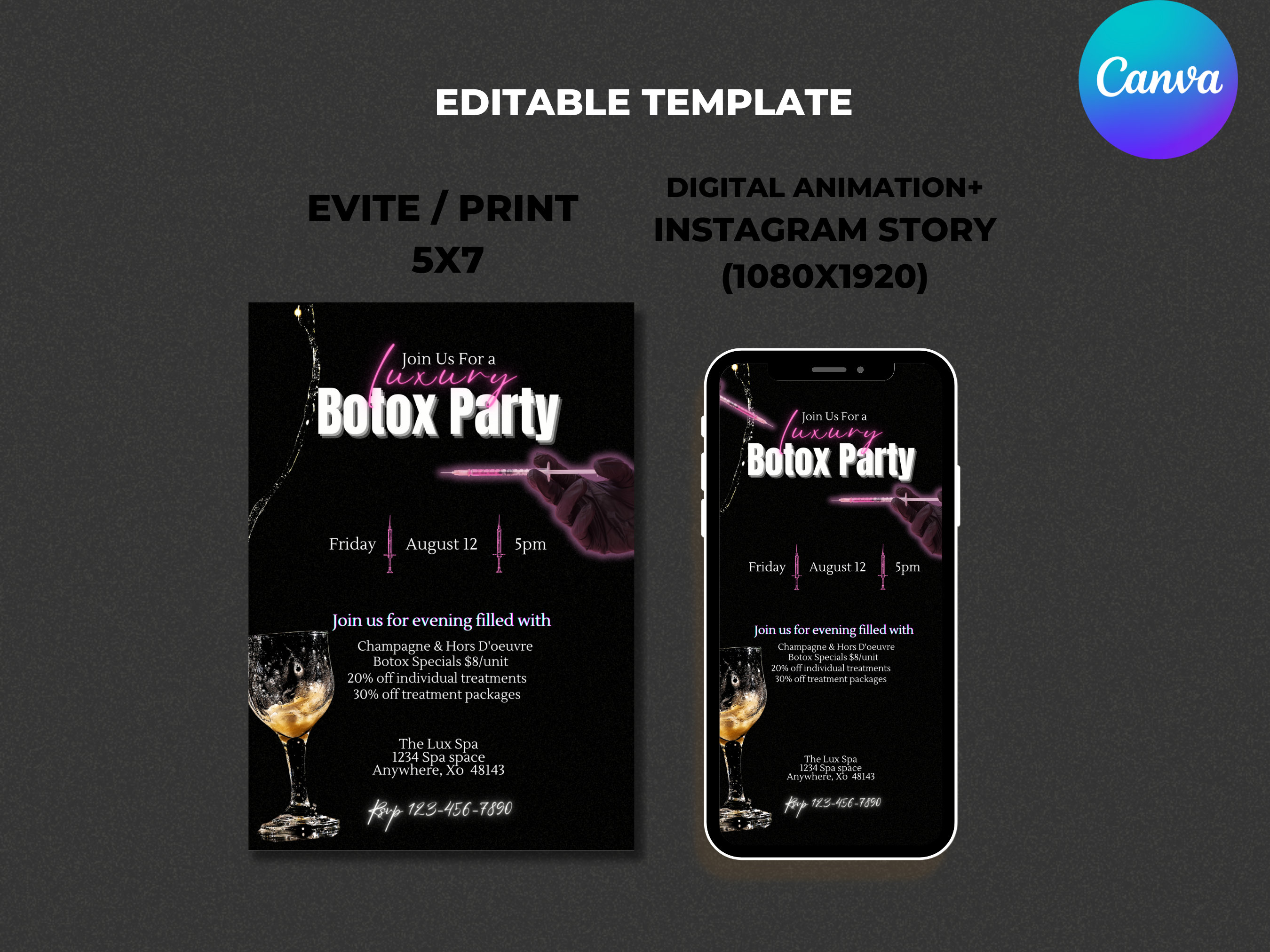 Botox Party Invite, Botox Special Flyer, Spa Flyer Template, Promotion ...