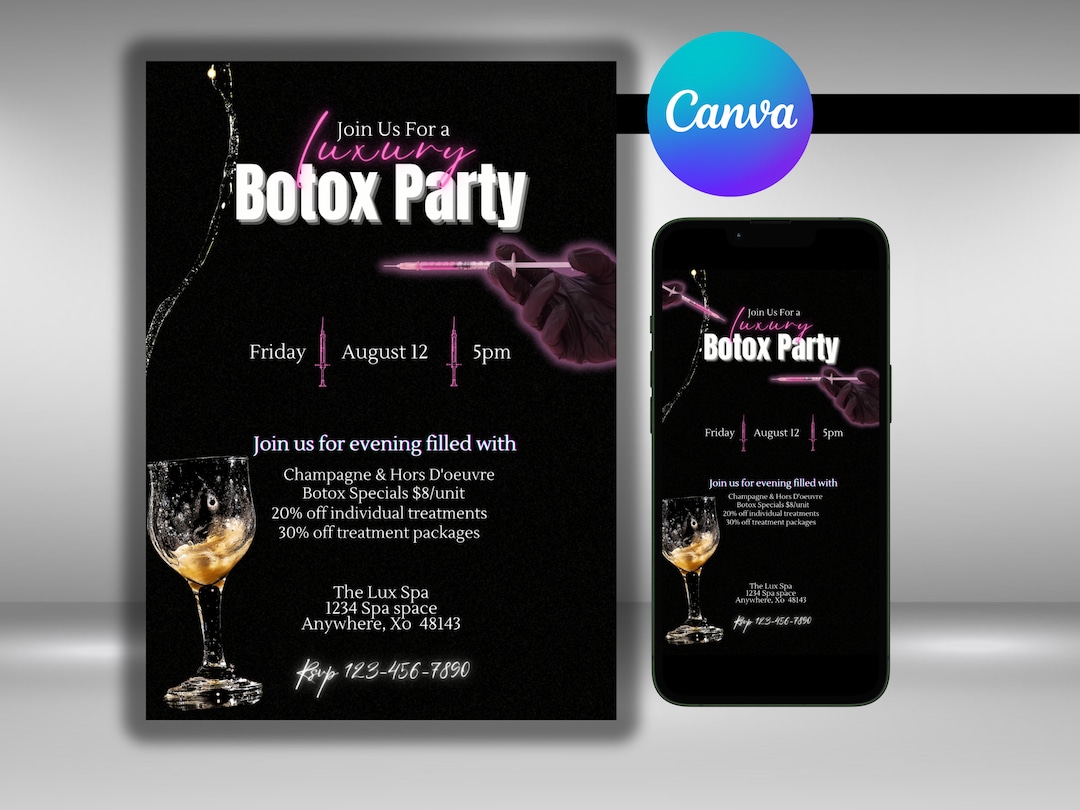 Botox Party Invite, Botox Special Flyer, Spa Flyer Template, Promotion ...