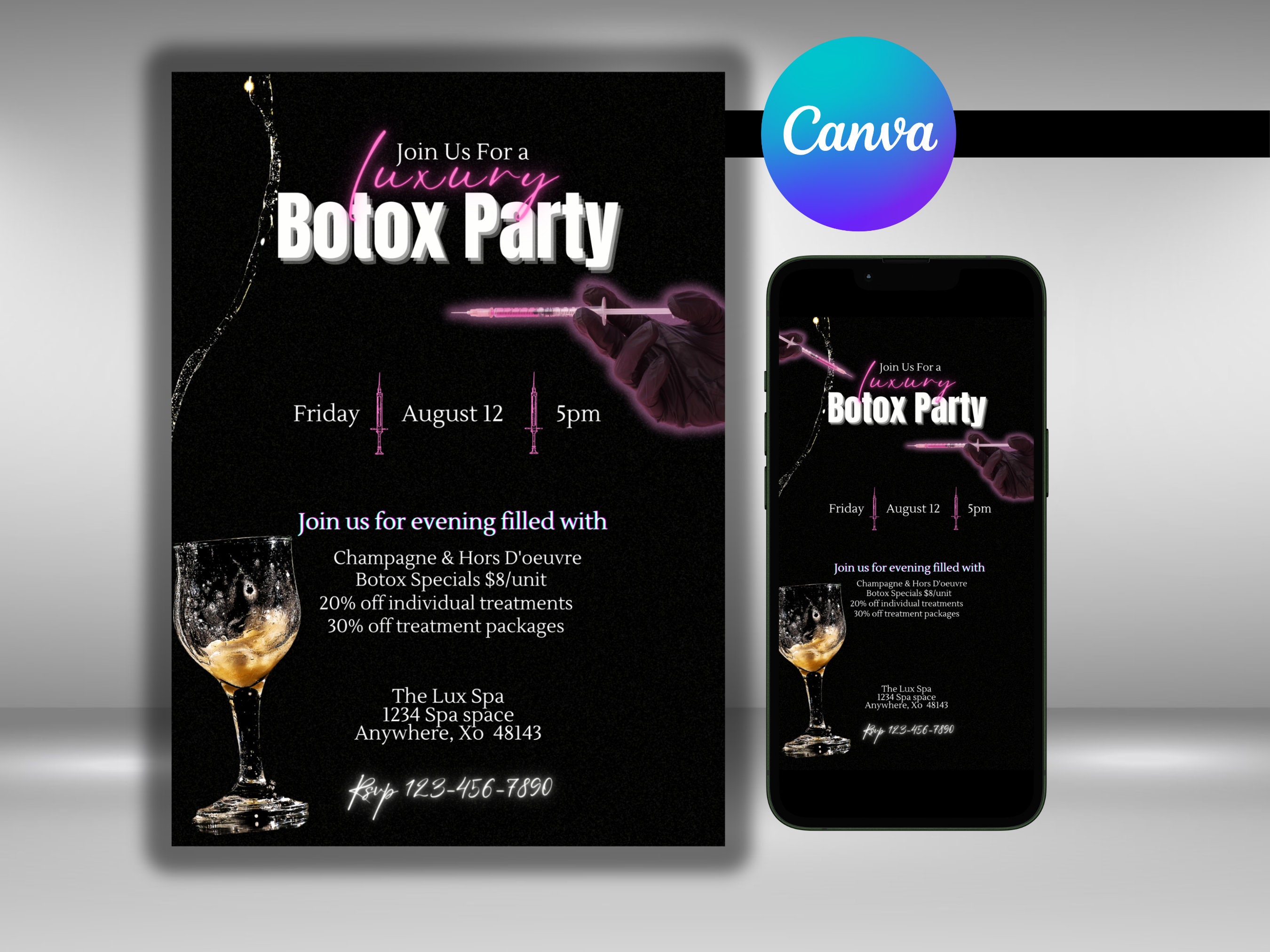 Botox Party Invite, Botox Special Flyer, Spa Flyer Template, Promotion ...