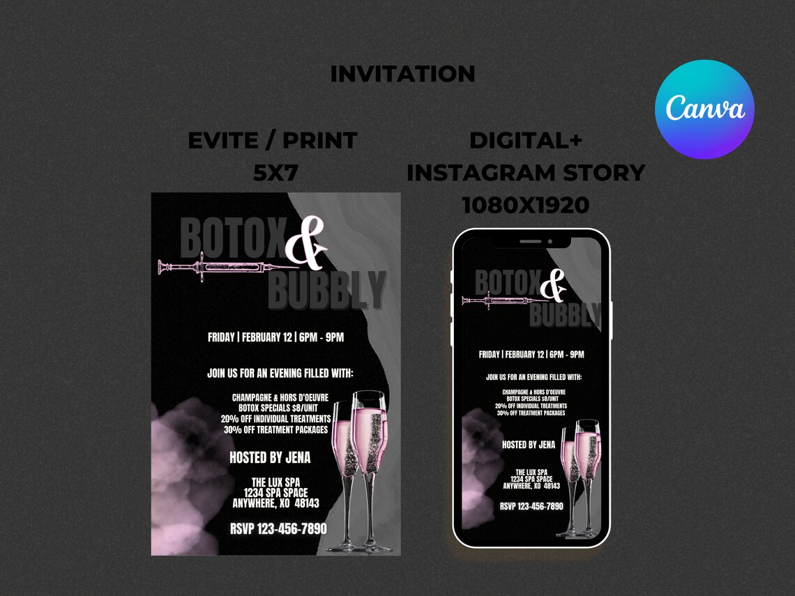 Botox Party Invite, Botox Special Flyer, Spa Flyer Template, Promotion ...