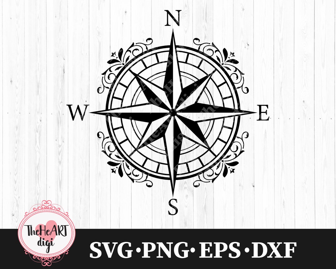Vintage Nautical Compass Svg, Nautical Compass PNG, Vintage Compass Svg, Vintage Elements Svg ...